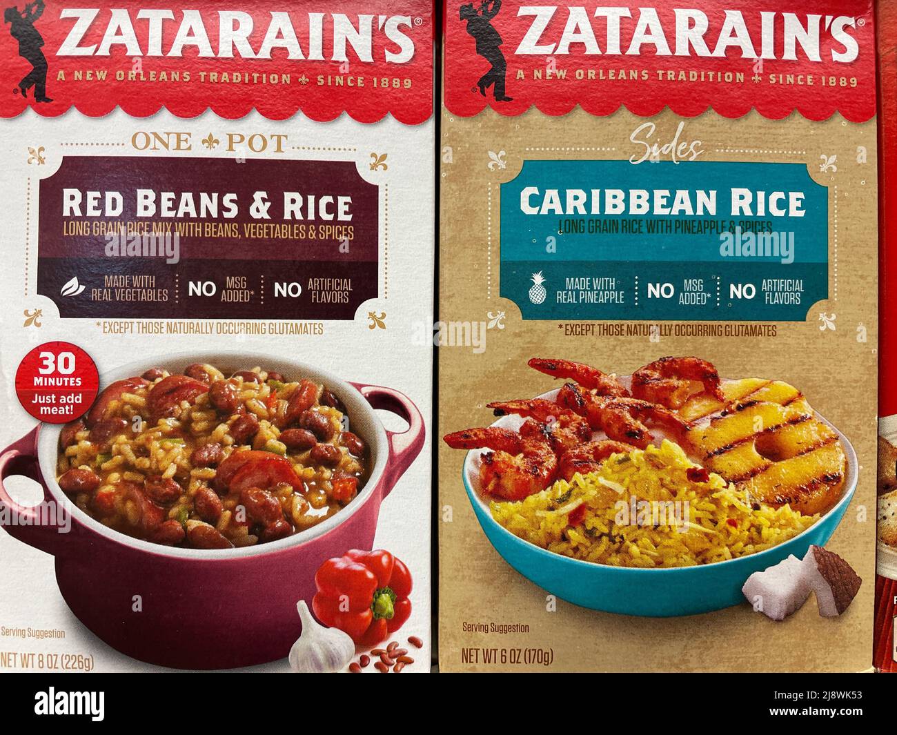 Grovetown, Ga USA - 12 15 22: Zatarains rice mix on a retail store ...