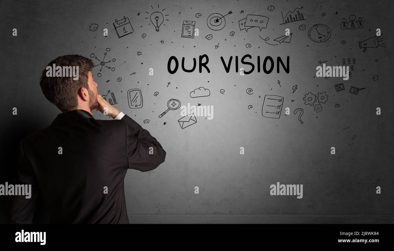 businessman drawing a creative idea sketch Stock Photo - Alamy