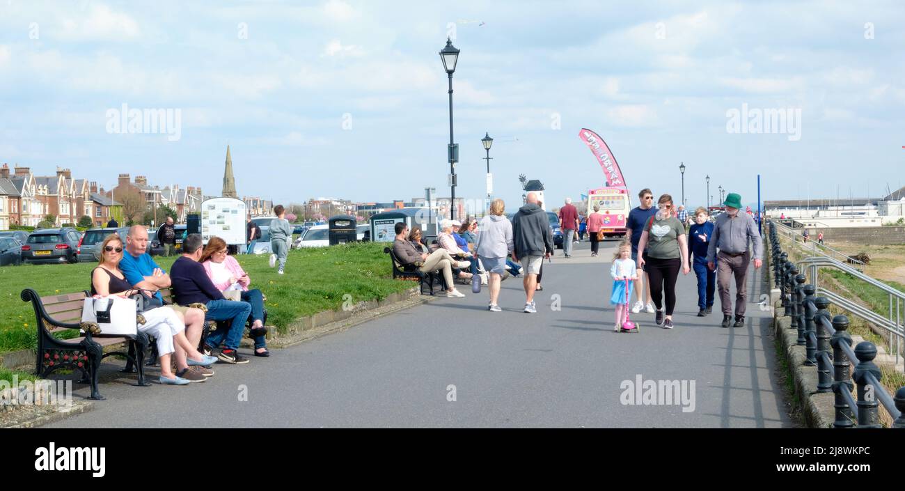visitors enjoying the spring sun Lytham Promenade Stock Photo - Alamy
