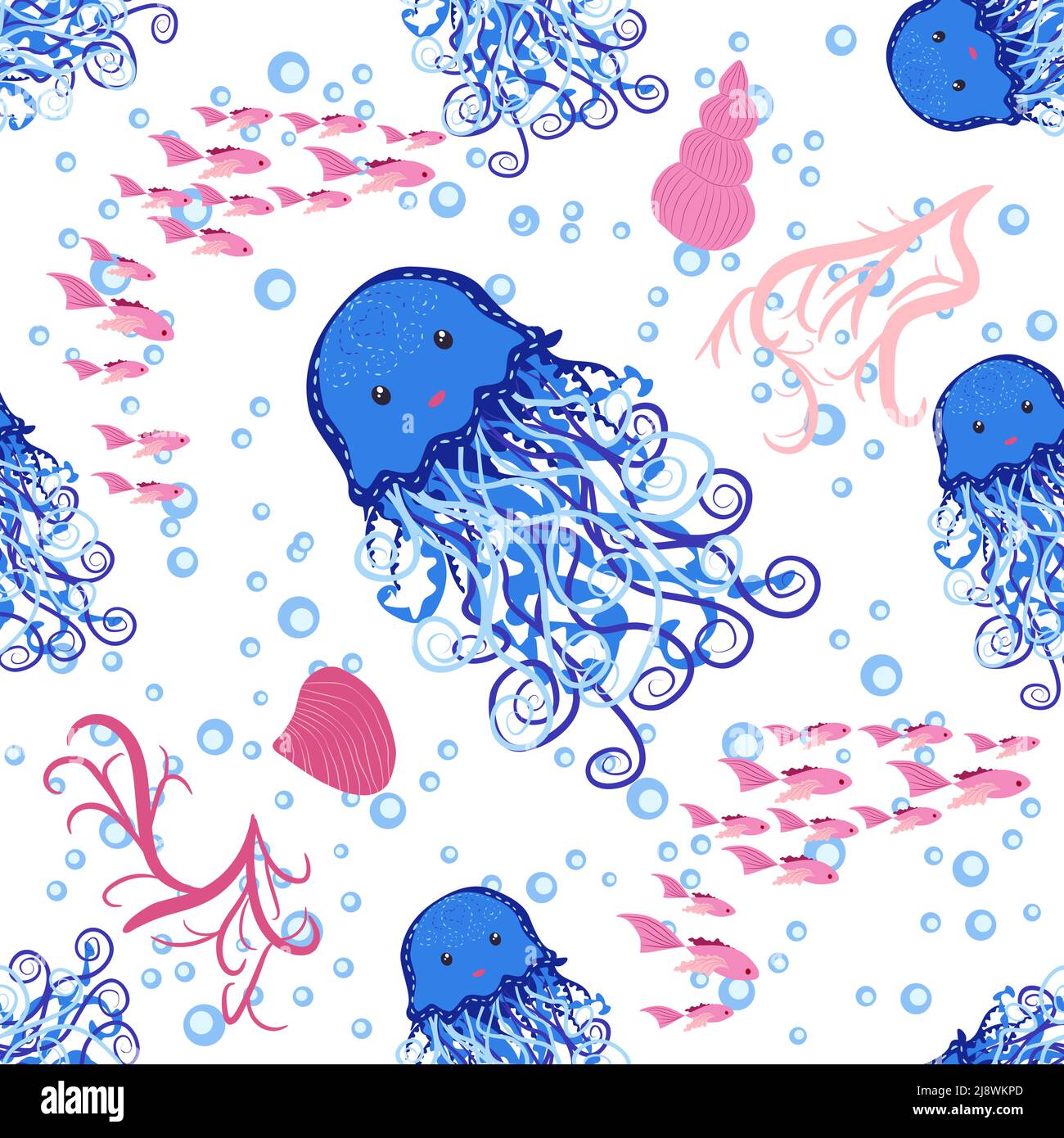 Jellyfish animals bright seamless patterns. Seamless pattern with ...