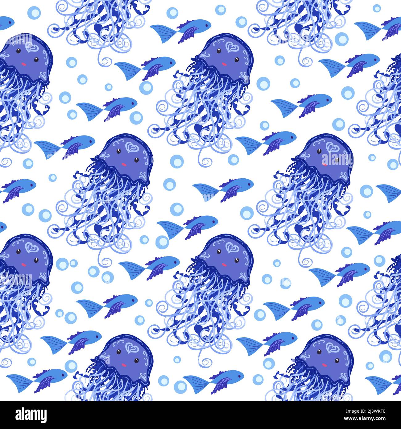 Jellyfish animals bright seamless patterns. Seamless pattern with ...