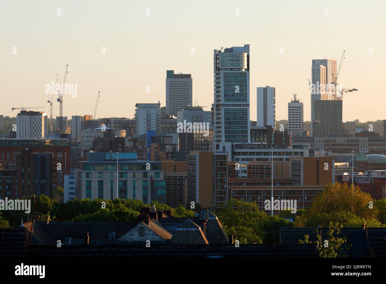 Sunrise in Leeds City Centre with some of the tall buildings. Altus ...