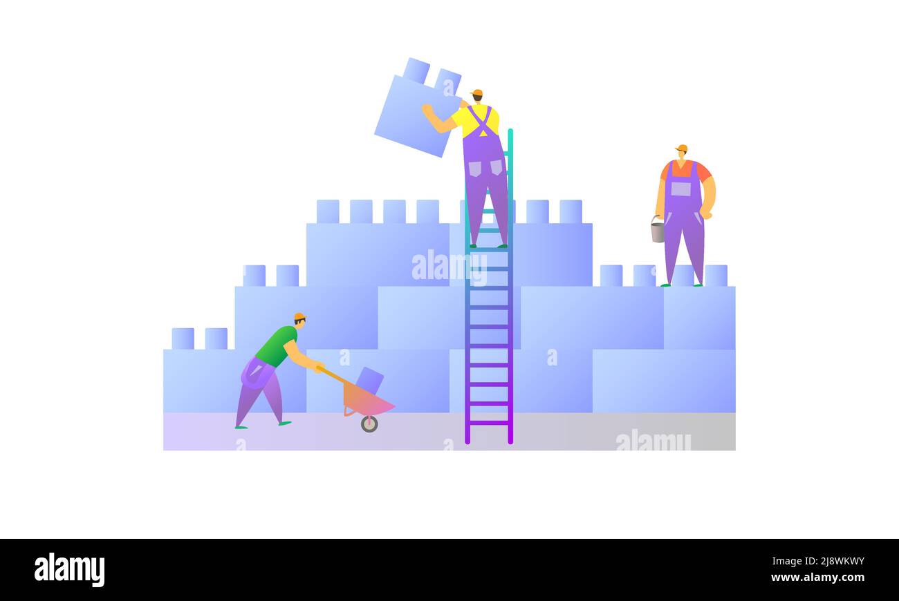 Vector graphics. The men work in construction. Construction Stock ...