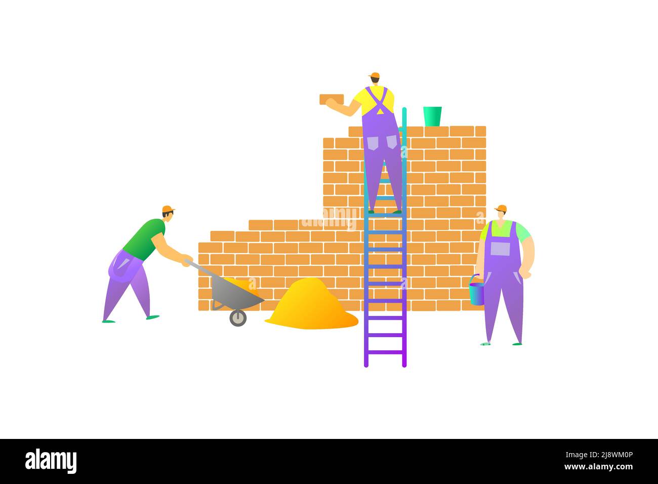 Vector graphics. The men work in construction. Construction Stock ...