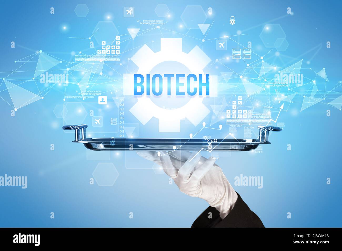 Waiter serving new technology concept Stock Photo - Alamy