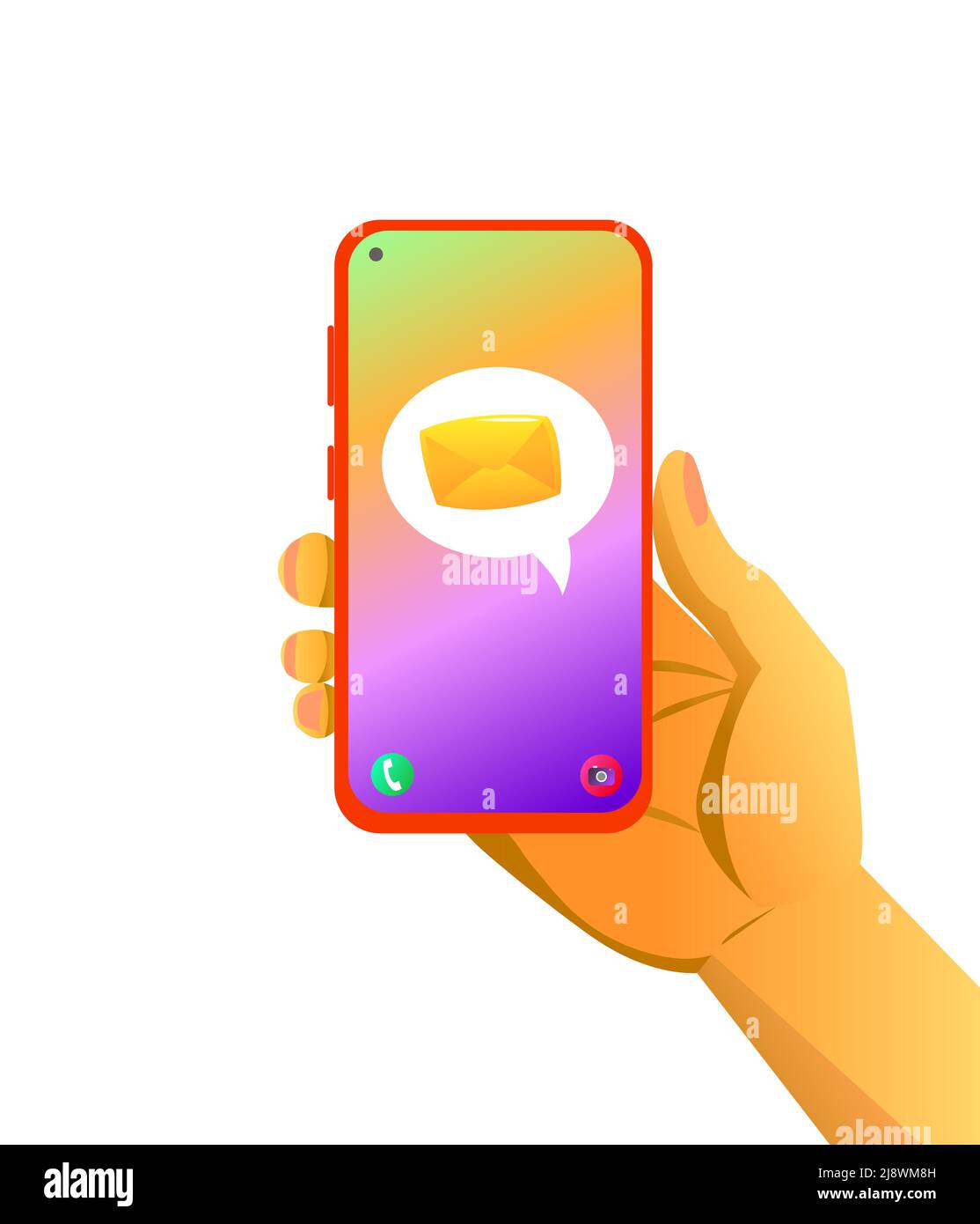 Vector image. Hand with phone. A new message has arrived Stock Vector ...