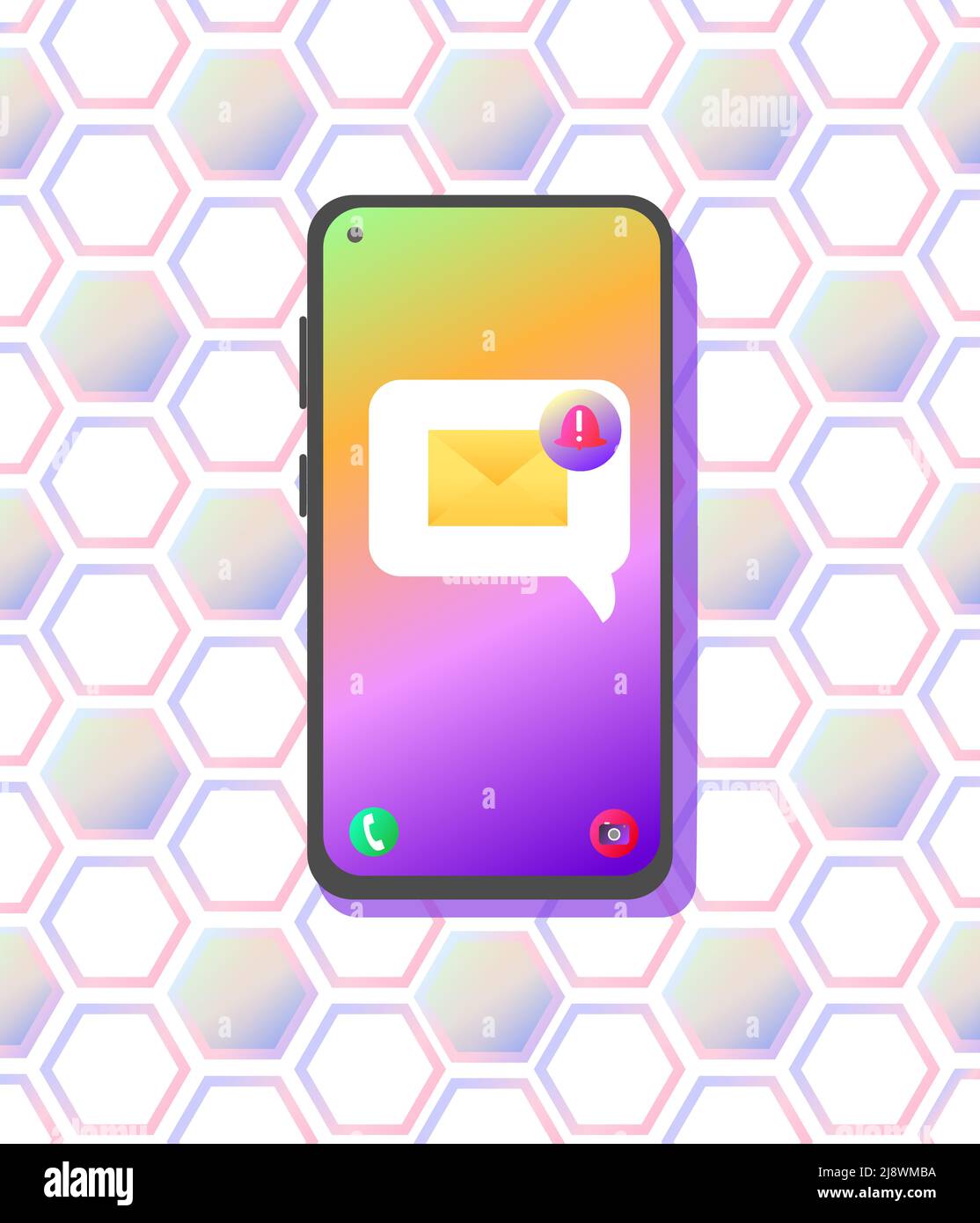 Vector image. The smartphone that received the message. New message ...