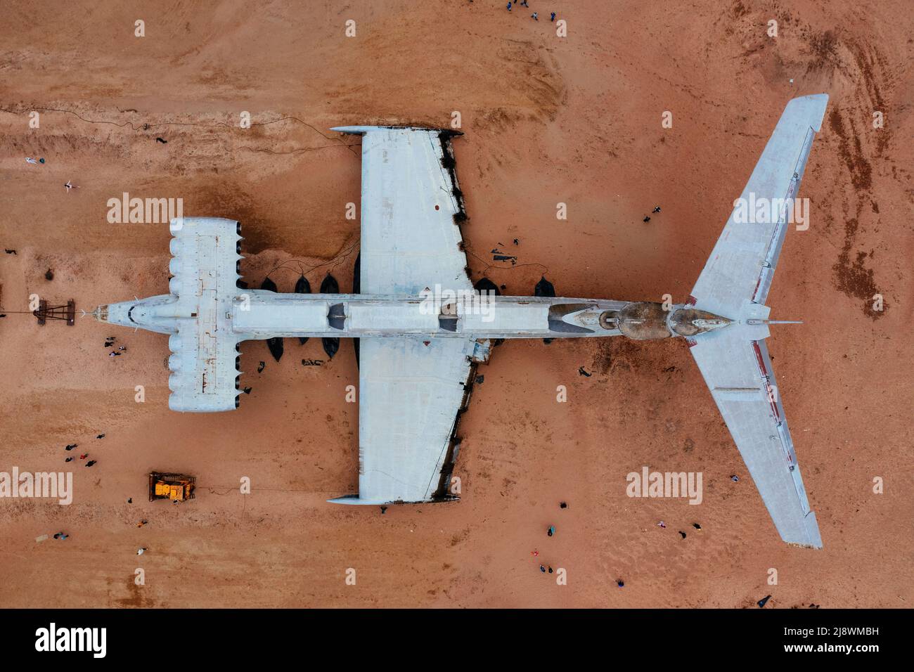 Abandoned Soviet Lun-class ekranoplan on the coast of the Caspian Sea ...