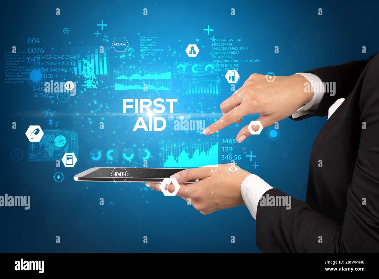 Close-up of a touchscreen with medical inscription Stock Photo - Alamy