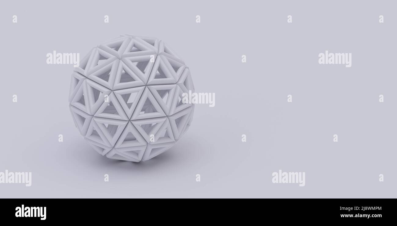 abstract white geometric shape object with random pattern 3d render ...