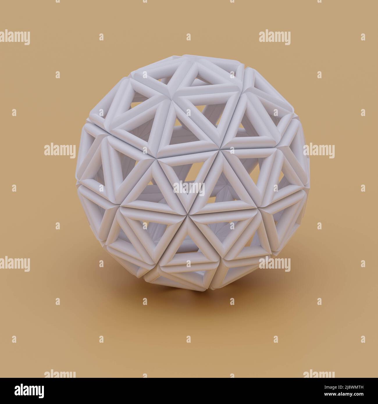 abstract white geometric shape object with random pattern on orange ...