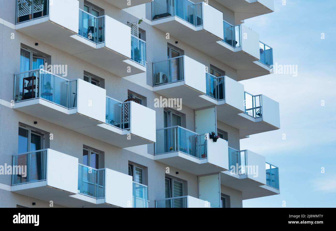 New apartment buildings. Residential area with modern apartment ...