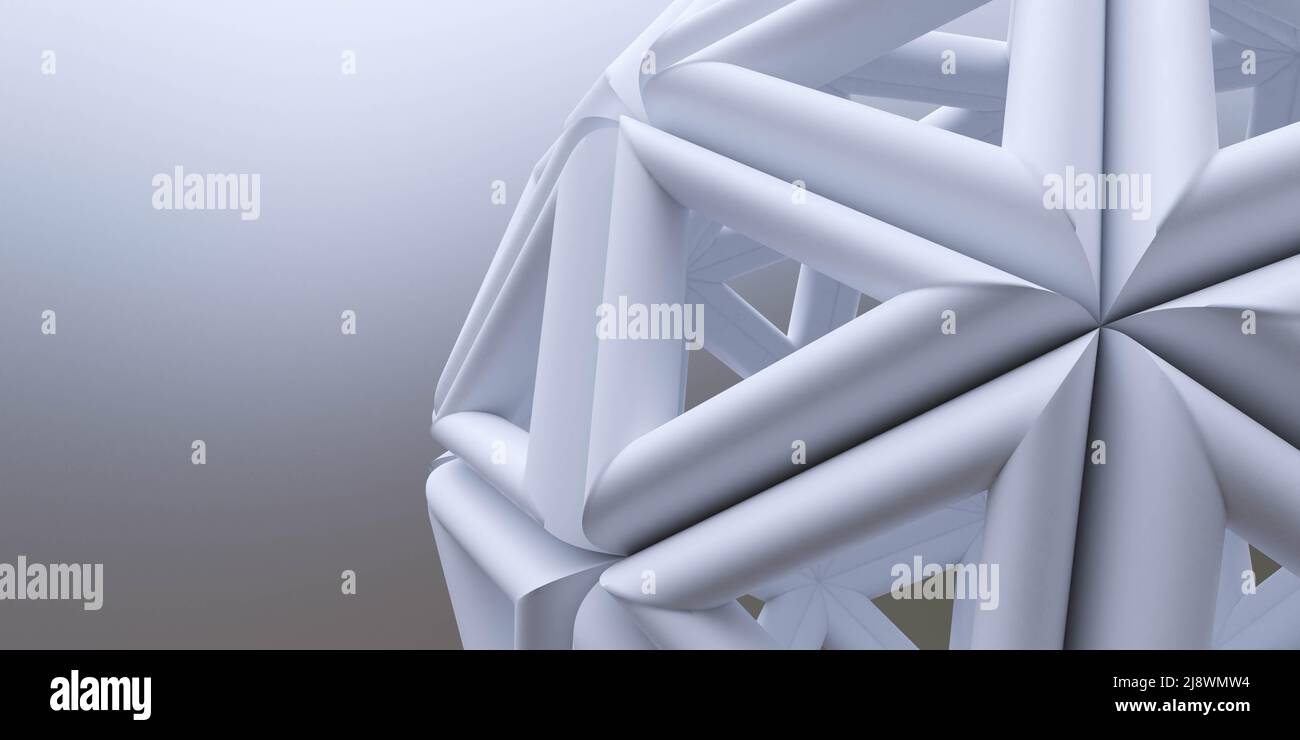 abstract white geometric shape object with random pattern 3d render ...