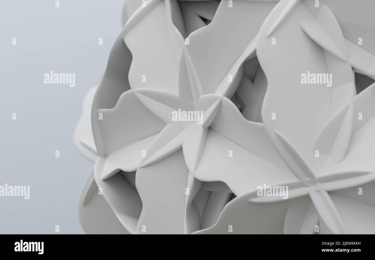 white abstract alien randomized symmetric shape geometric object 3d ...
