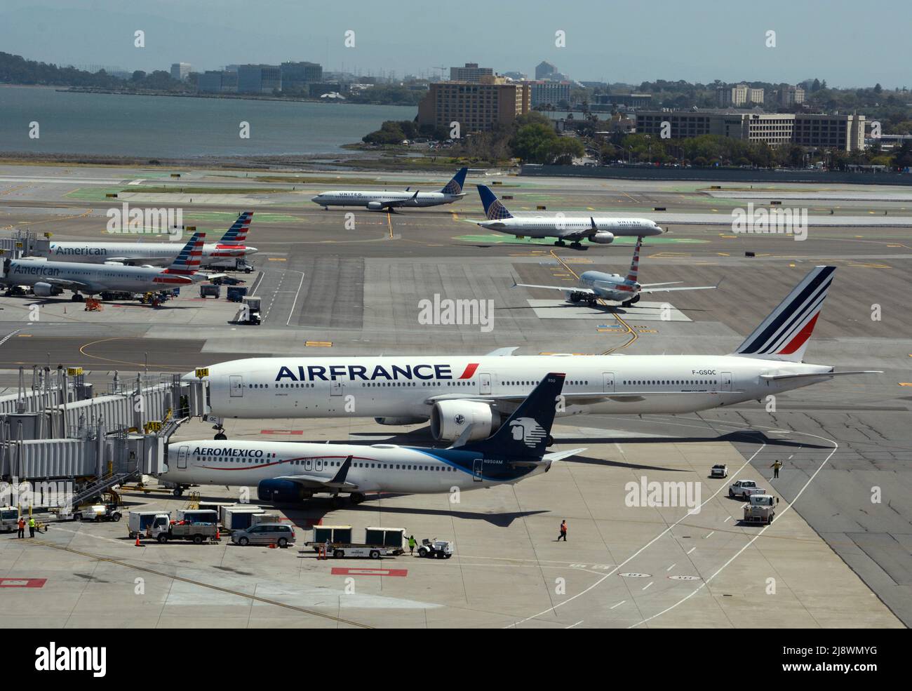 An Air France Boeing 777 passenger plane taxis to a gate at San ...