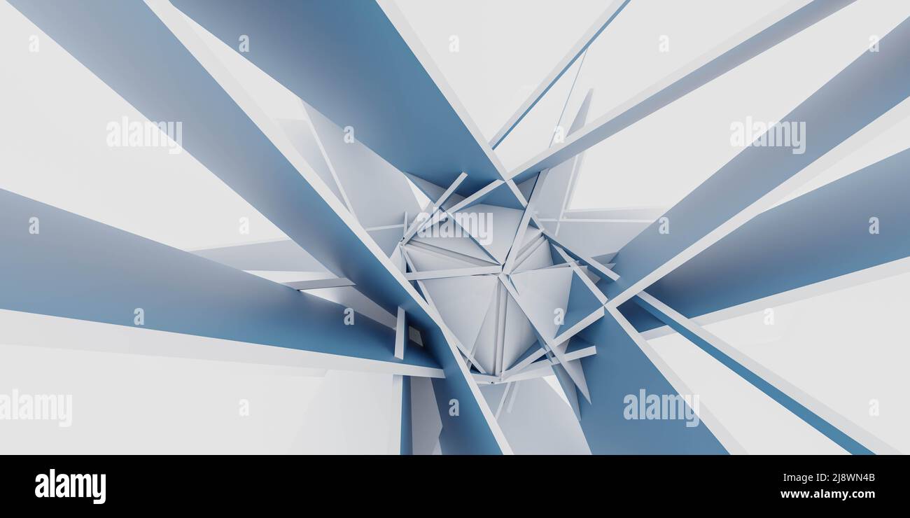 abstract shape with blue and white objects 3d render illustration Stock ...