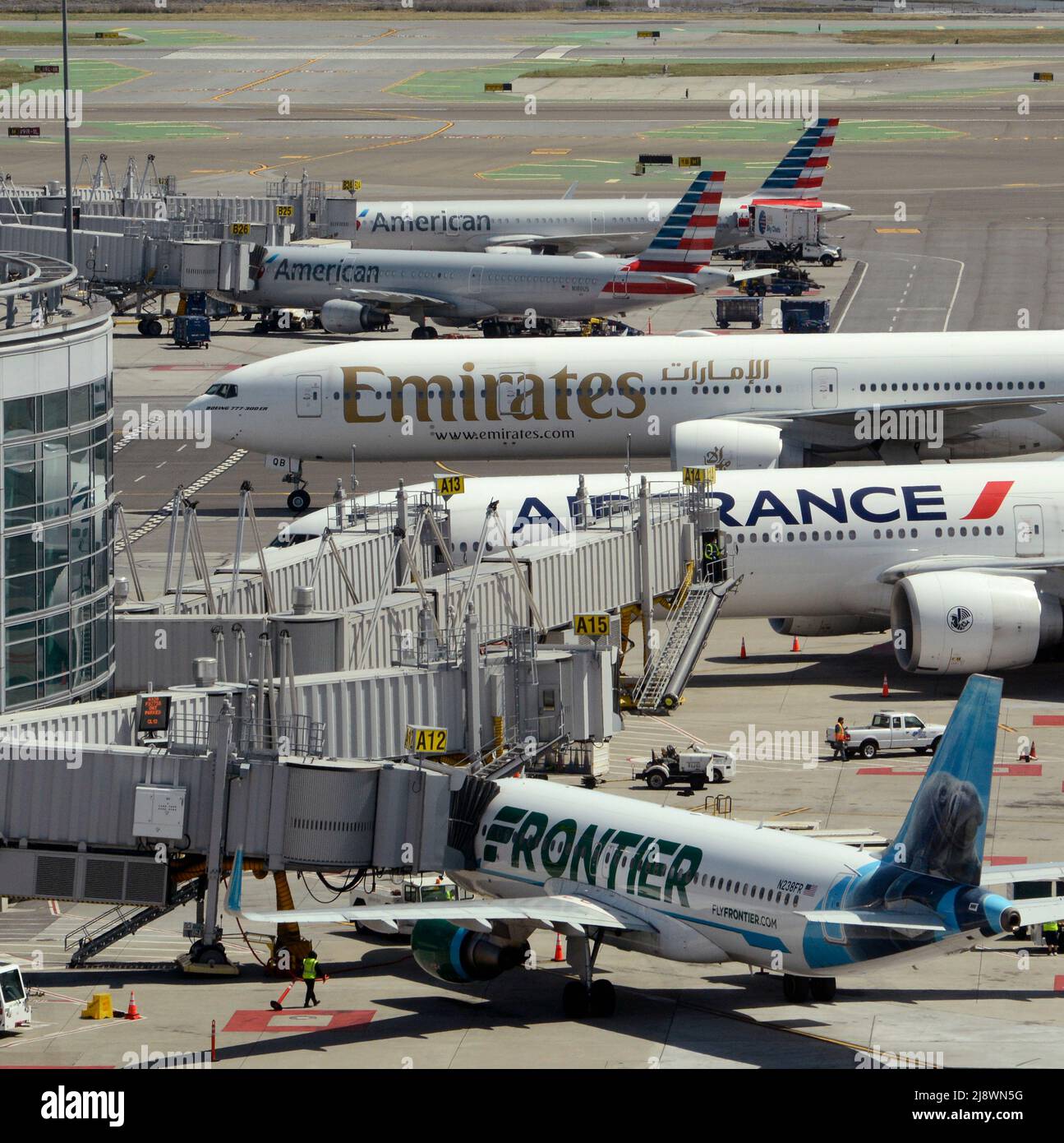 Passenger planes at their gates at the International Terminal at San ...