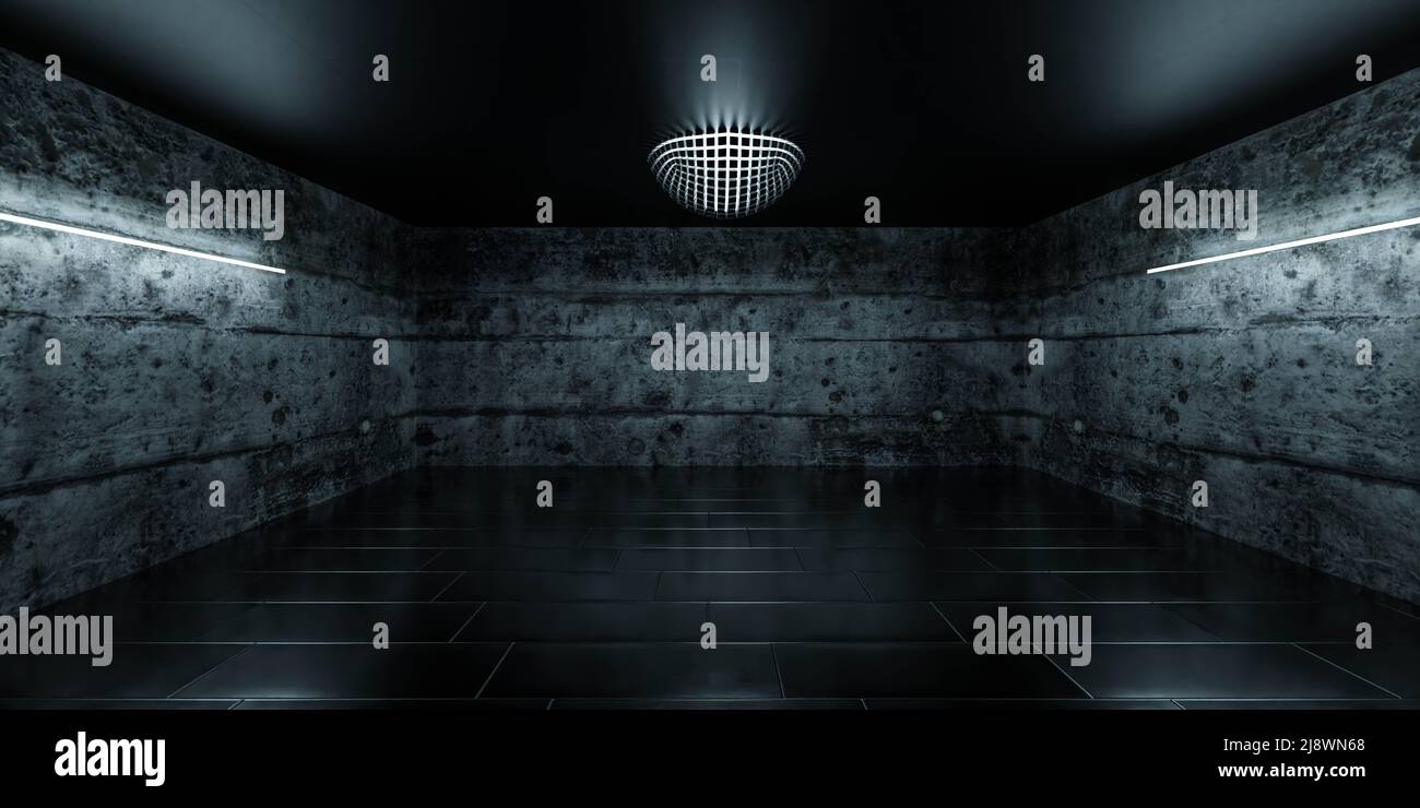 dark concrete cellar basement underground hall 3d render illustration ...