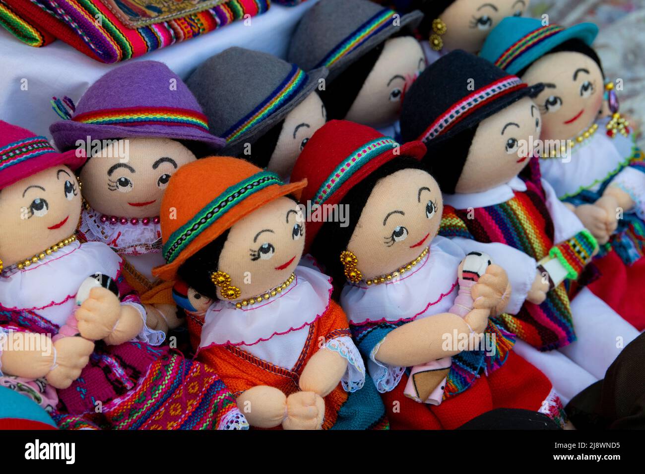 Ecuador, Quito. Otavalo market. Typical fabric doll in traditional ...