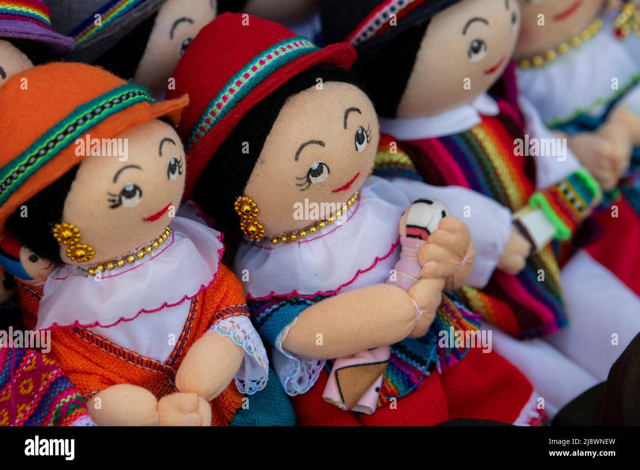 Ecuador, Quito. Otavalo market. Typical fabric doll in traditional ...