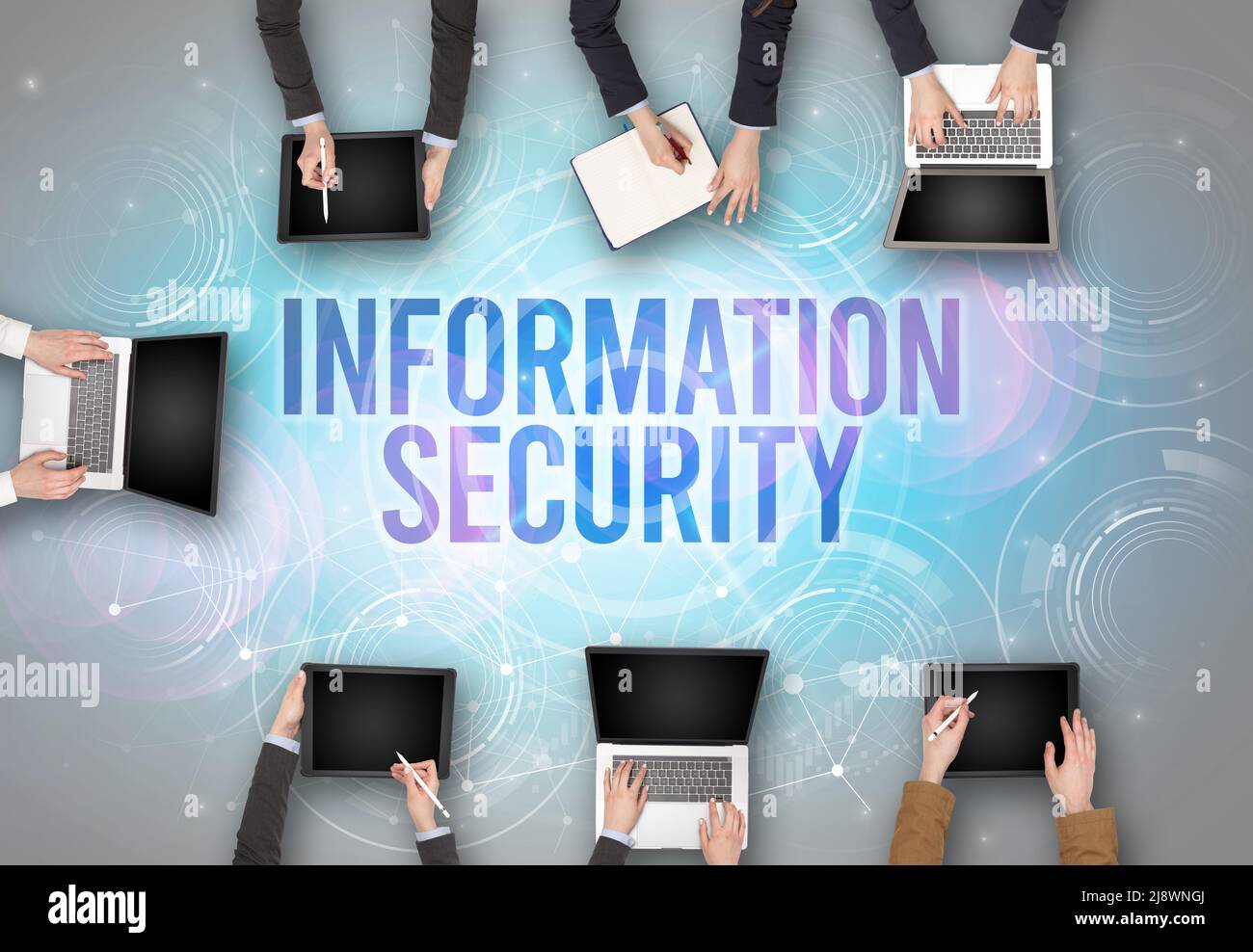 Group of people in front of a laptop, security concept Stock Photo - Alamy