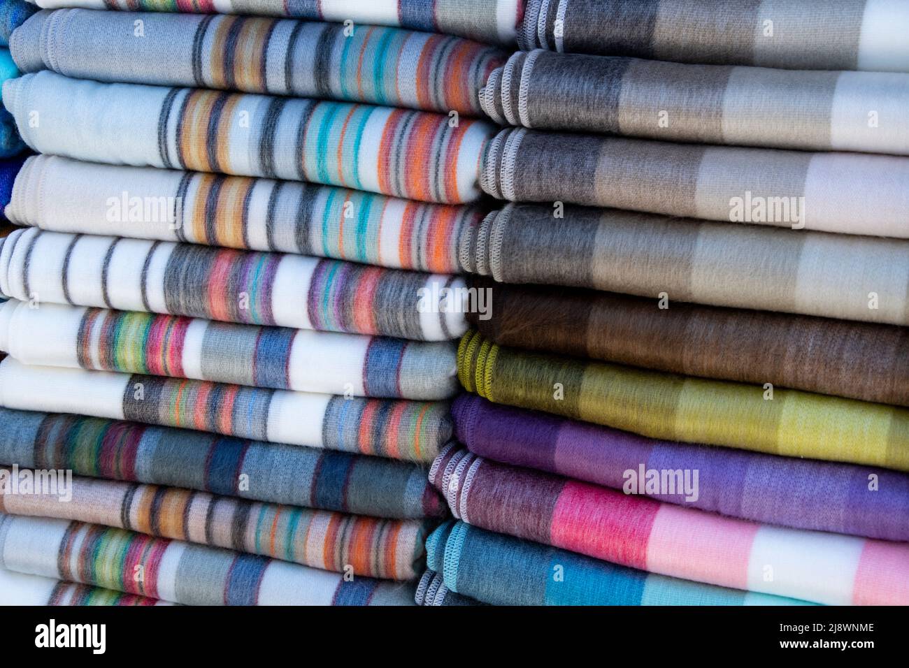 Ecuador, Quito. Otavalo market. Traditional Ecuadorian textiles ...