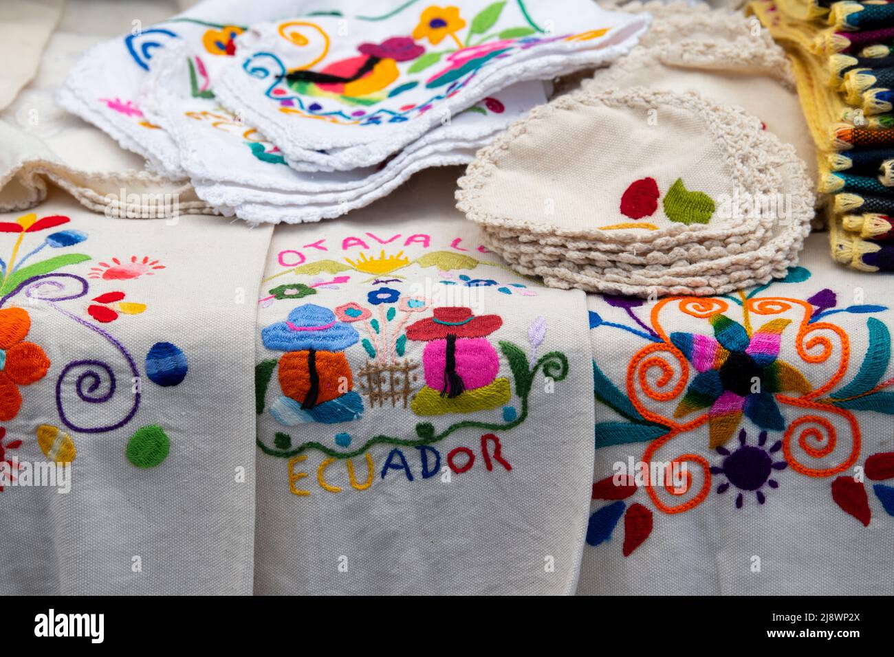 Ecuador, Quito. Otavalo market. Traditional Ecuadorian textiles ...