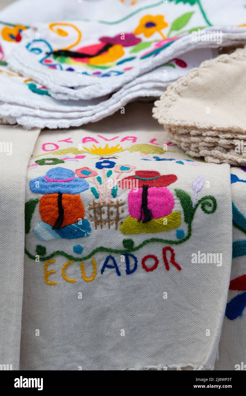 Ecuador, Quito. Otavalo market. Traditional Ecuadorian textiles ...