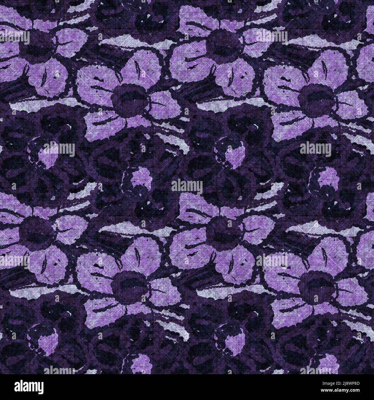 Floral bloom seamless hand drawn linen style pattern. Organic flower ...