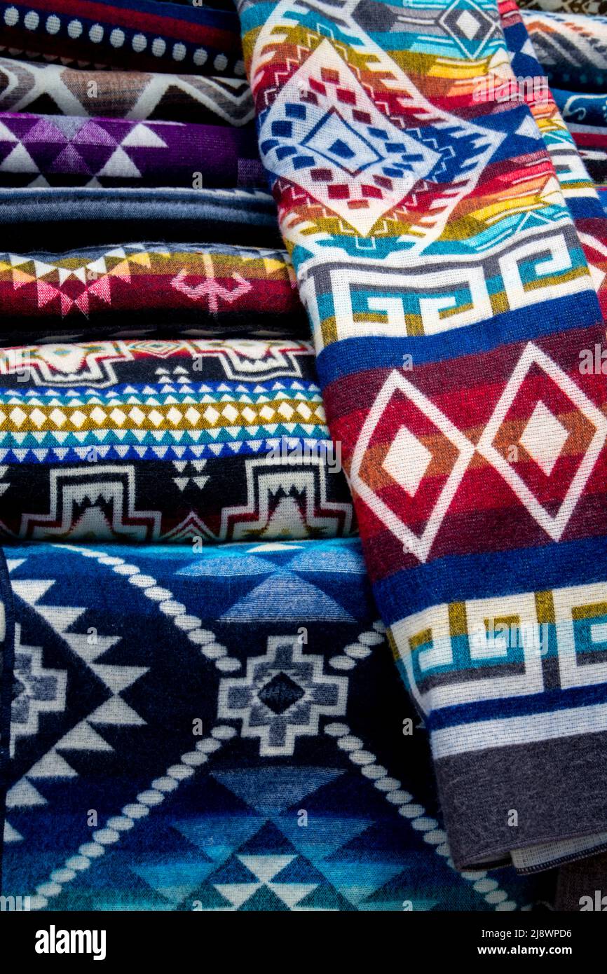 Ecuador, Quito. Otavalo market. Traditional Ecuadorian textiles ...