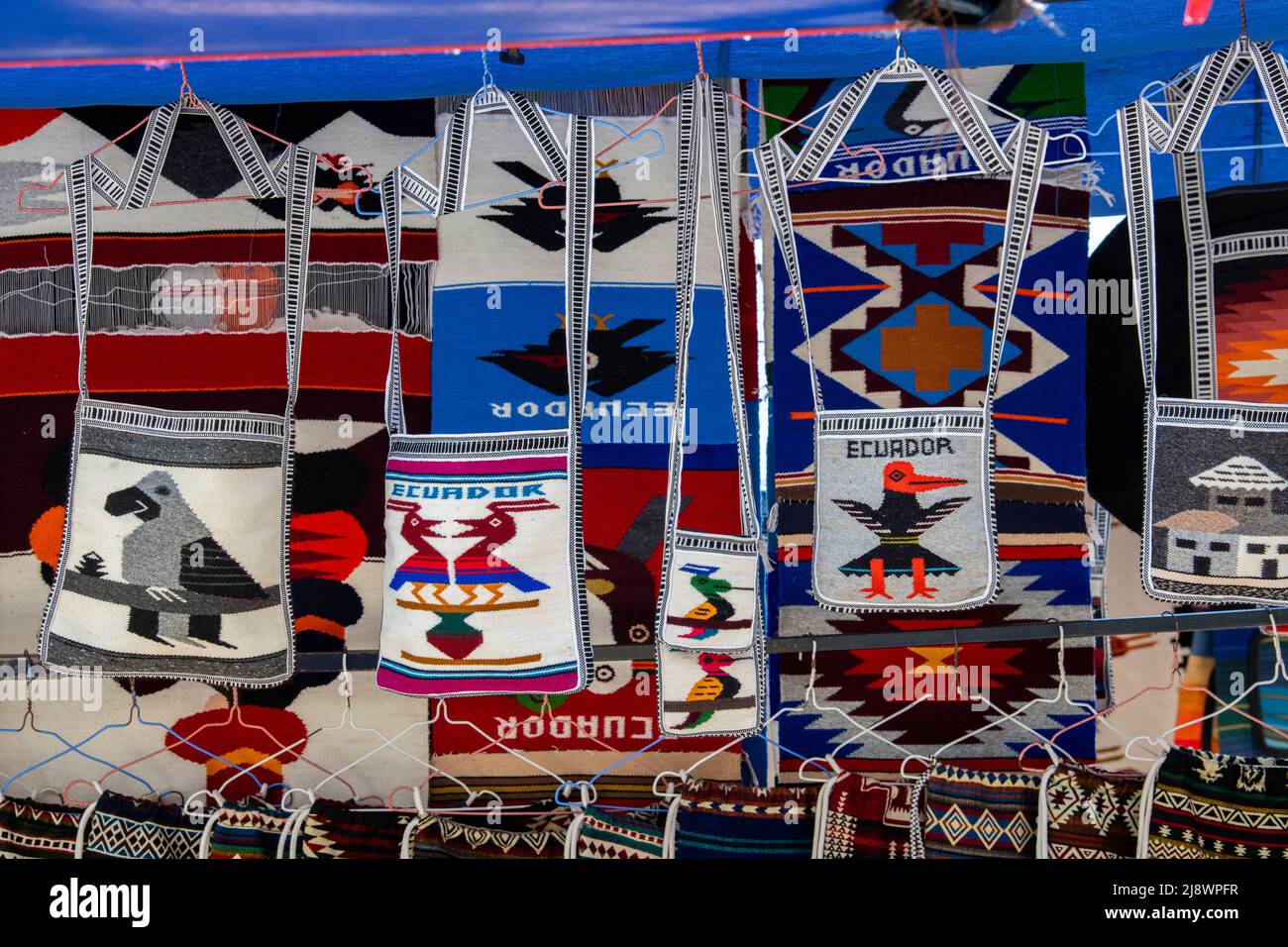 Ecuador, Quito. Otavalo market. Traditional Ecuadorian textile ...