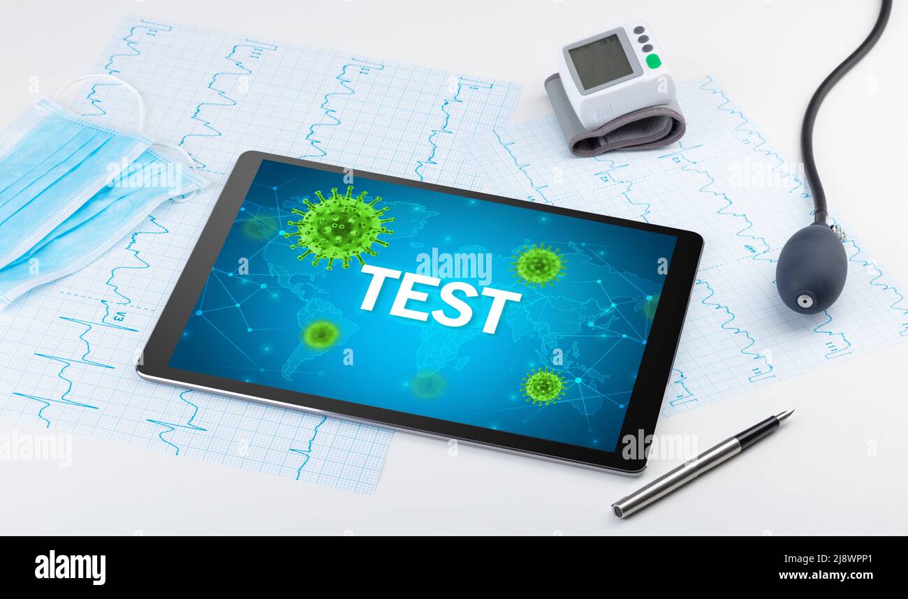 Close-up view of a tablet pc with inscription Stock Photo - Alamy