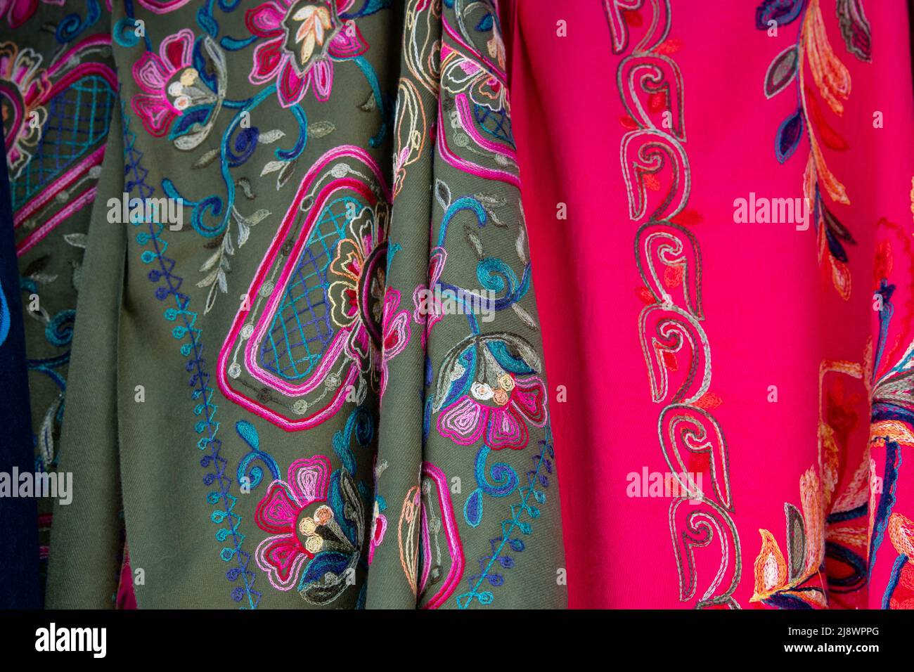 Ecuador, Quito. Otavalo market. Traditional Ecuadorian textiles ...