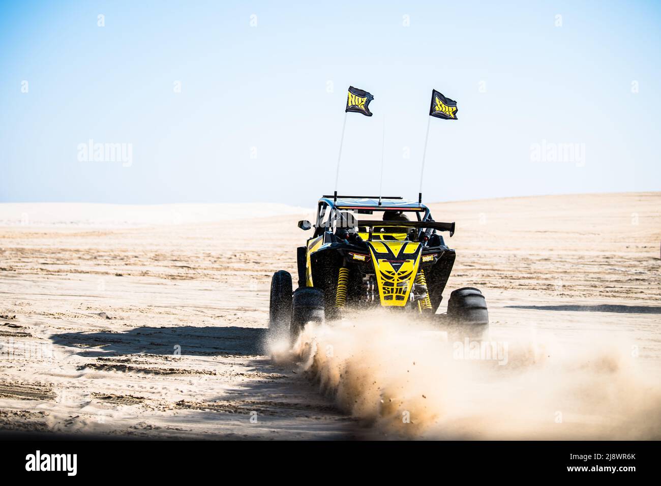 Doha, Qatar, February 23, 2018: Off road buggy car in the sand dunes of ...