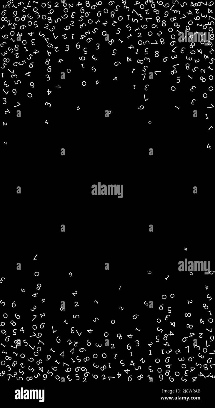 Falling numbers, big data concept. Binary white random flying digits ...
