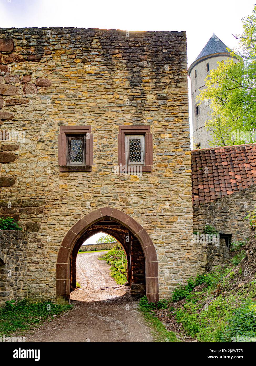 Gatehouse of a medieval castle ruin, Plesse Burg, Goettingen, Germany ...
