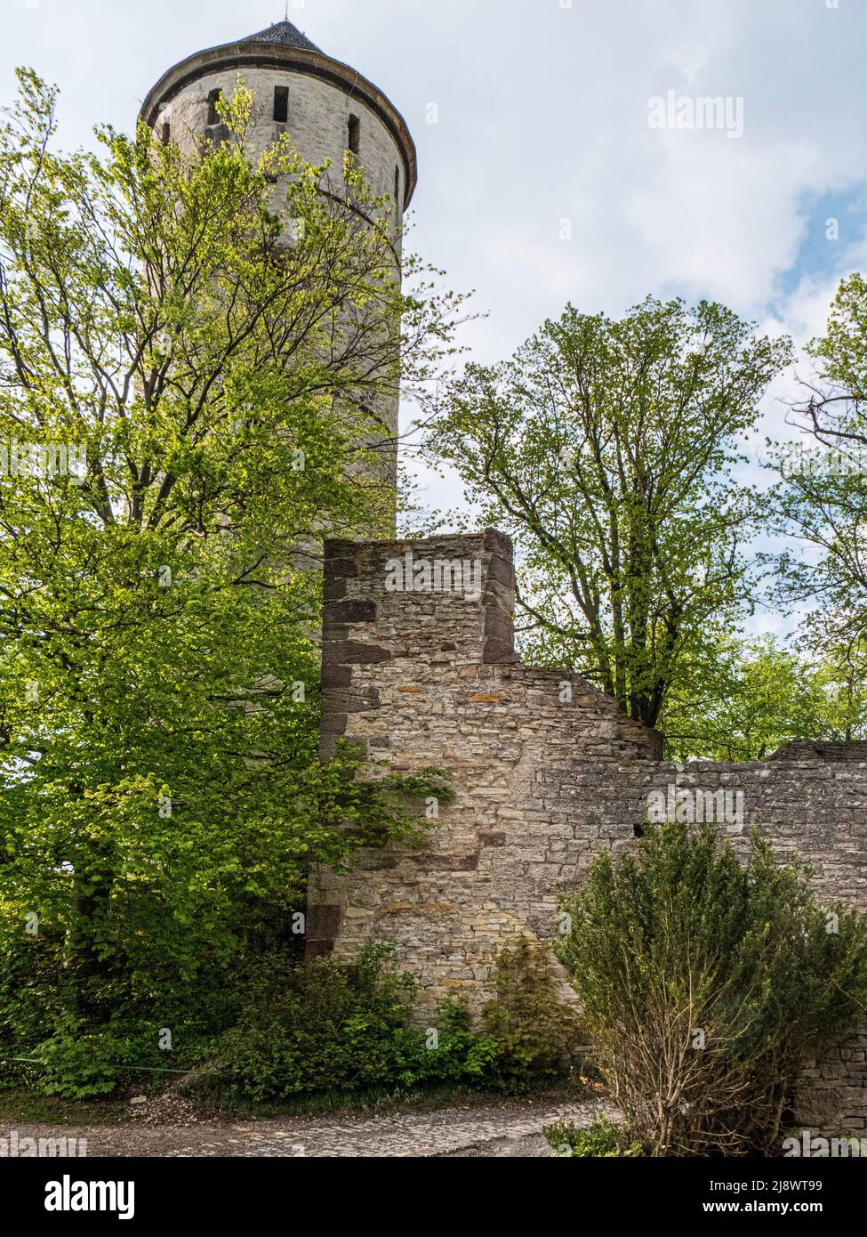 Tower of a medieval castle, Plesse Burg, Goettingen Stock Photo - Alamy