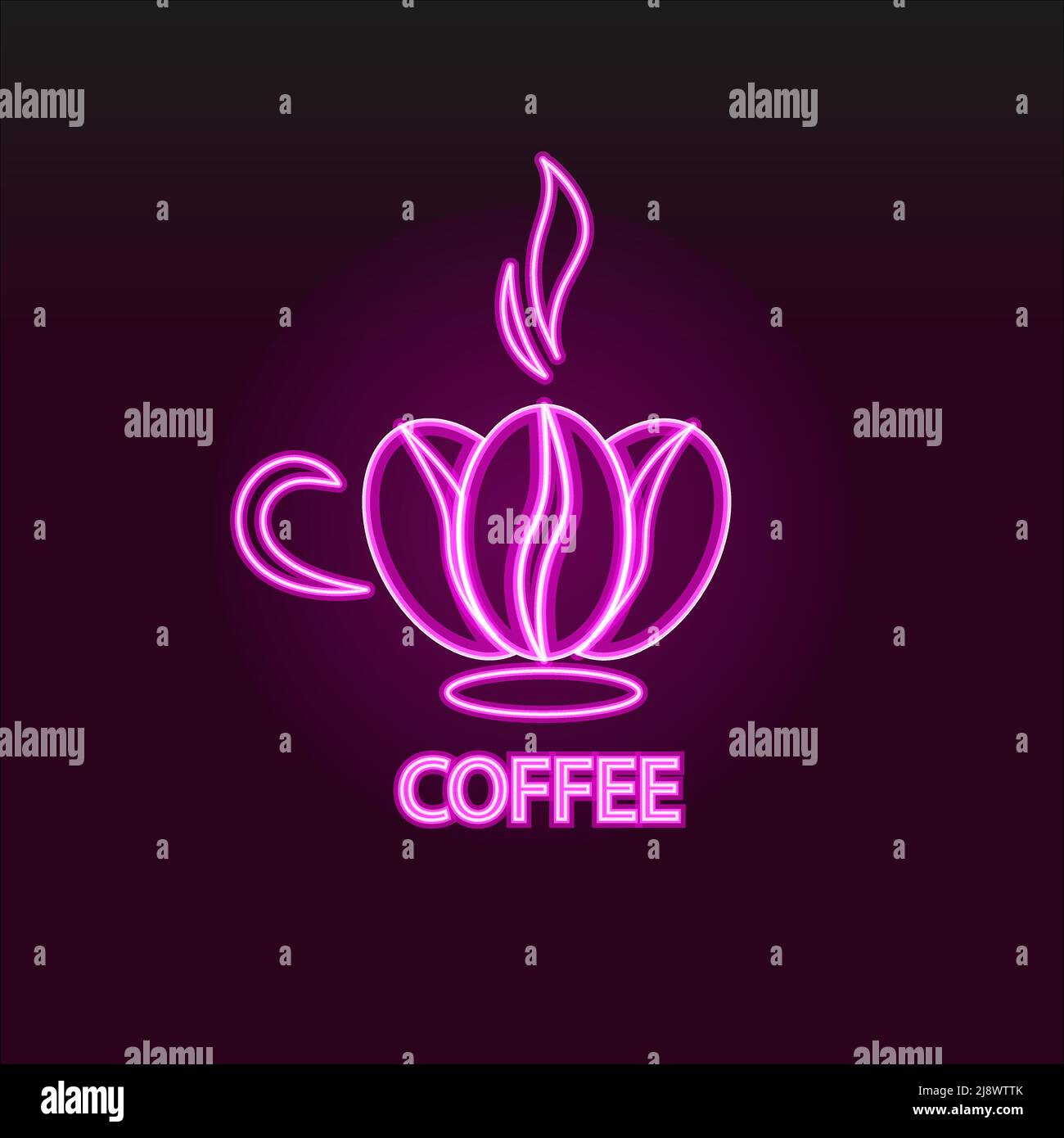 Coffee shop logo. Icon. Neon logo. Coffee beans. A cup of coffee Stock ...