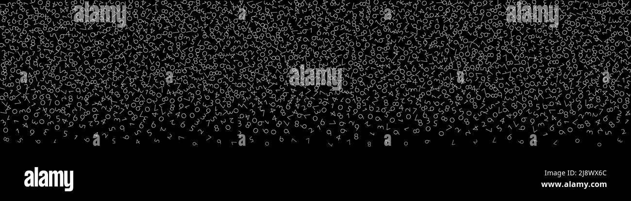Falling numbers, big data concept. Binary white disorderly flying ...