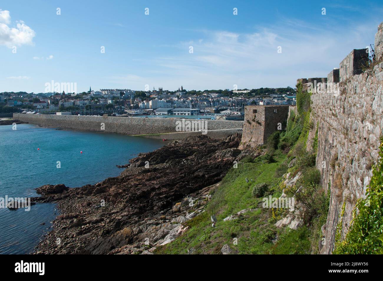 Castle Cornet looking towards Saint Peter Port - Guernsey Stock Photo ...