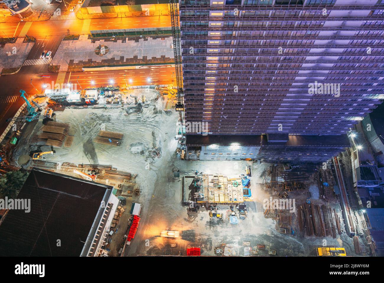 Development Multistorey Residential Building in night hours ...