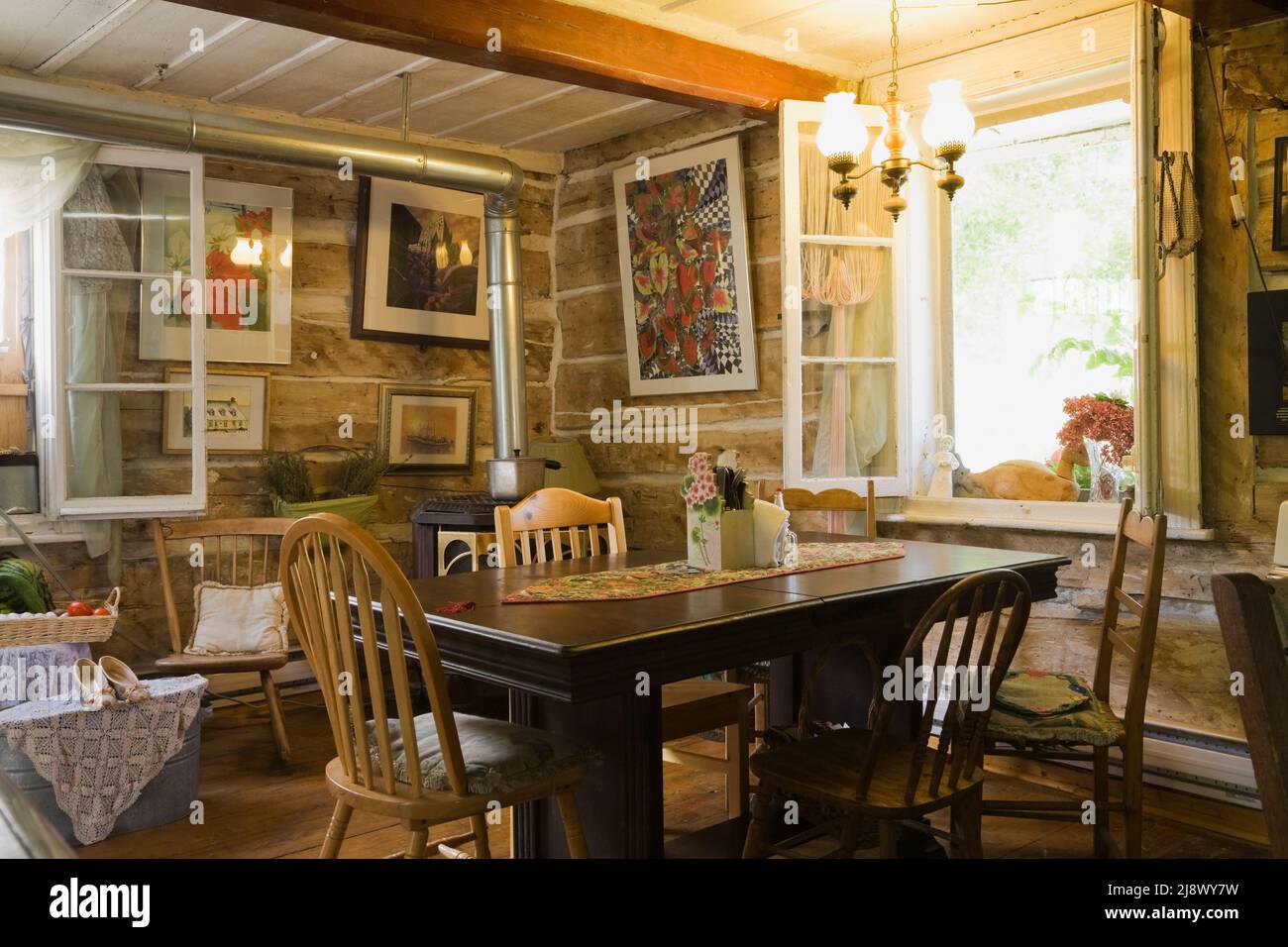 Antique dining table and chairs in dining room inside old circa 1780 ...