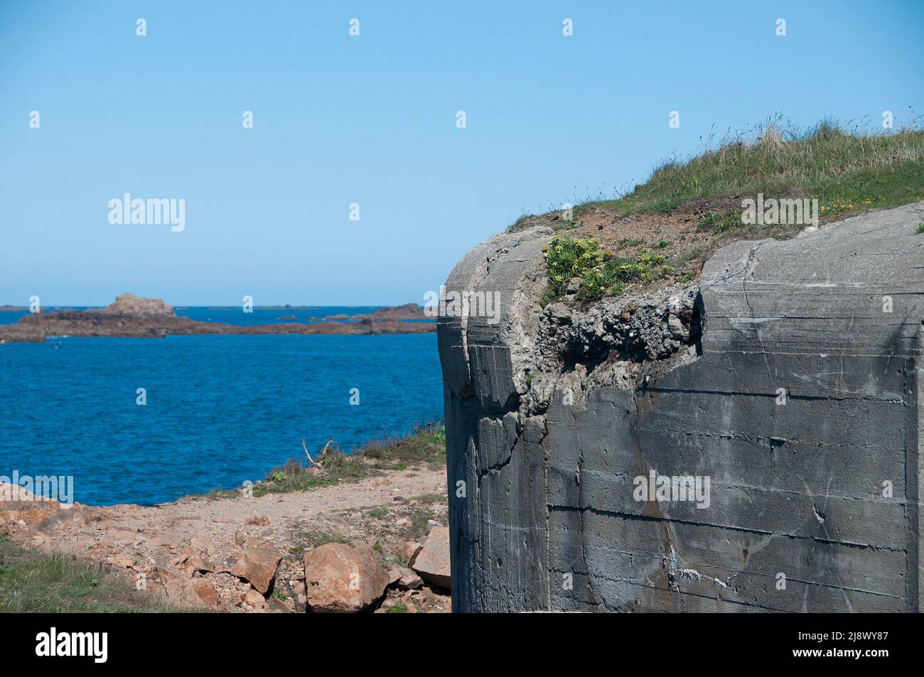 German WW2 Fortification at Vazon bay, Castel, Guernsey Stock Photo - Alamy