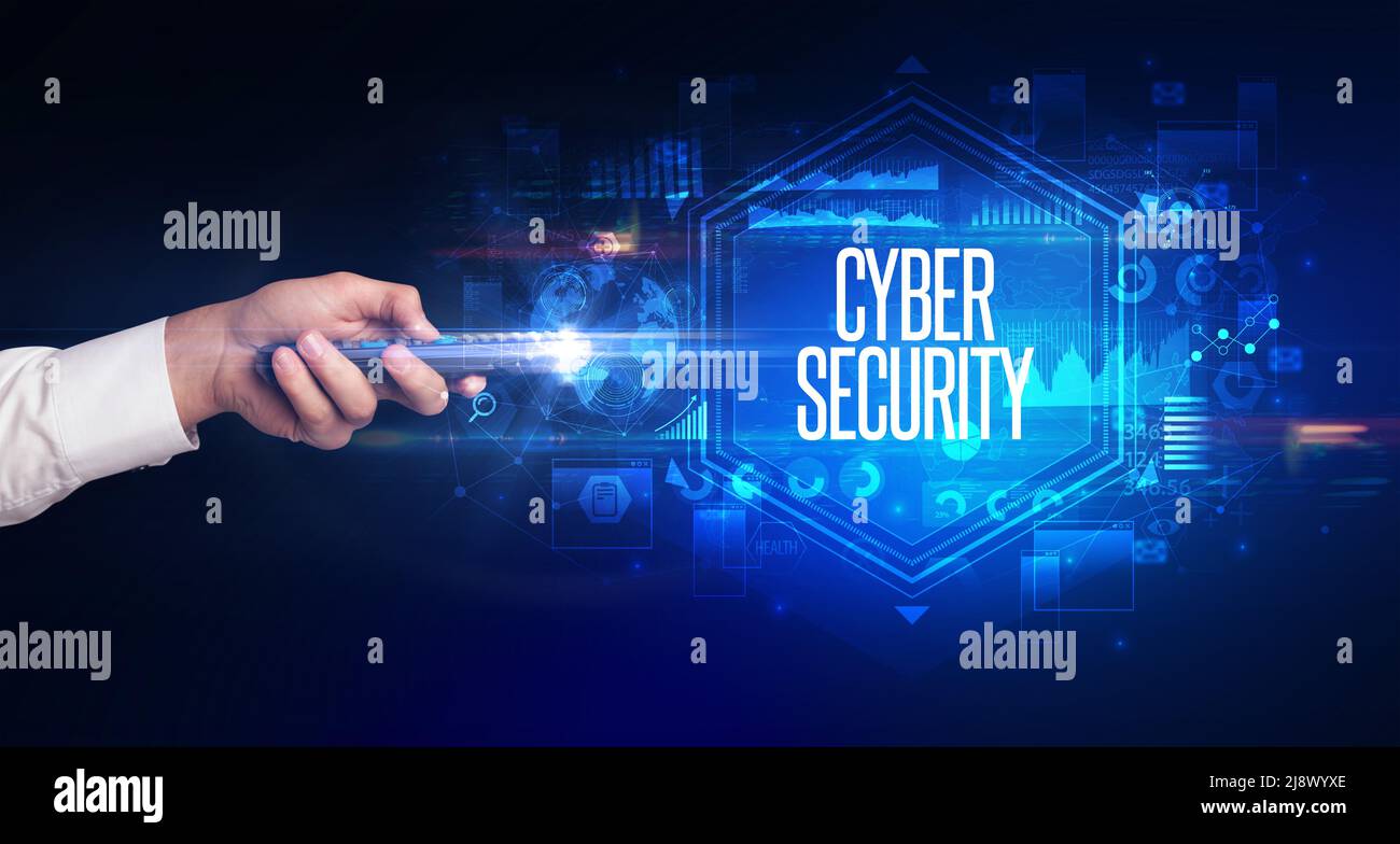 hand holding wireless peripheral, cyber security concept Stock Photo ...