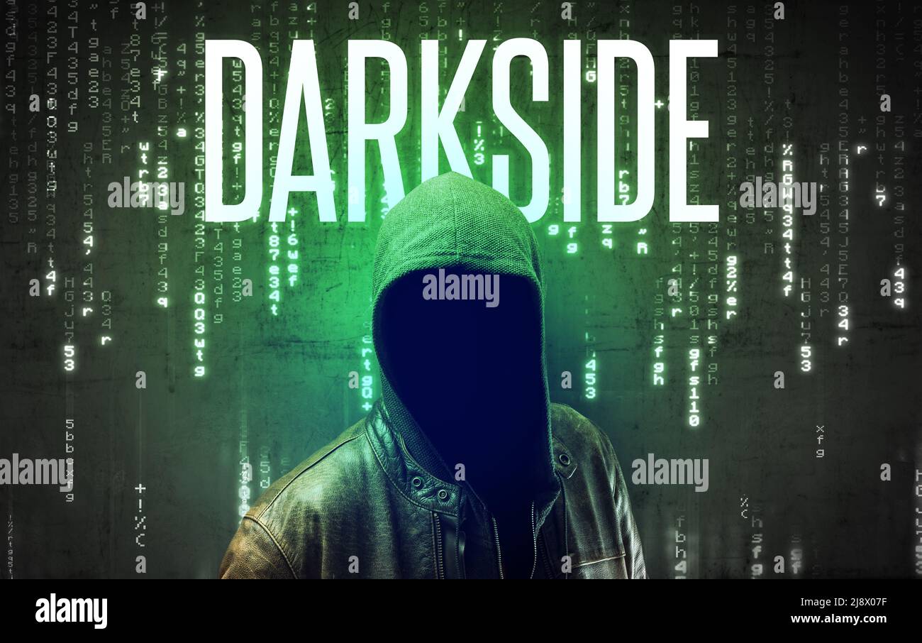 Faceless hacker with inscription concept Stock Photo - Alamy