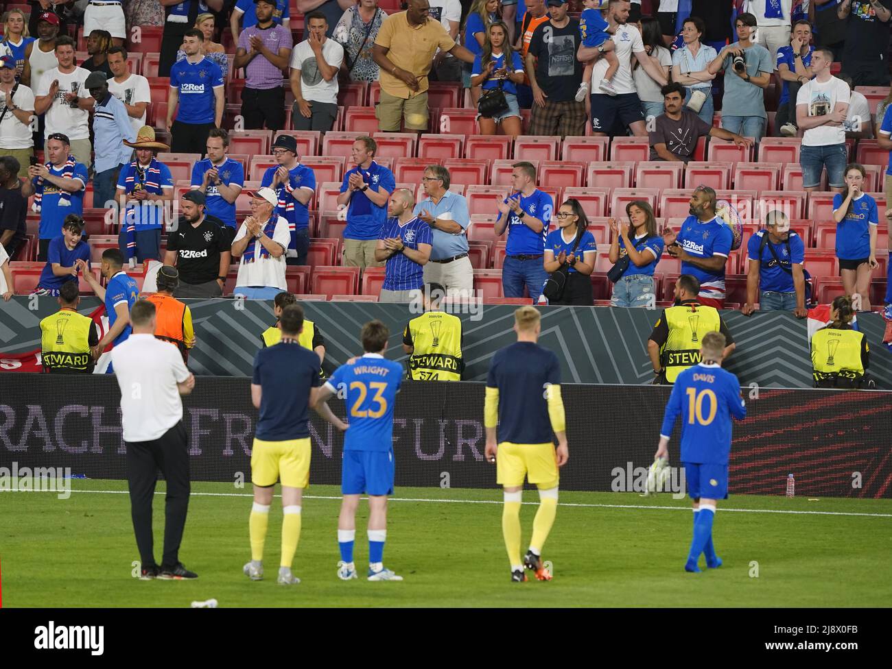 Rangers players applaud the fans following the UEFA Europa League Final ...