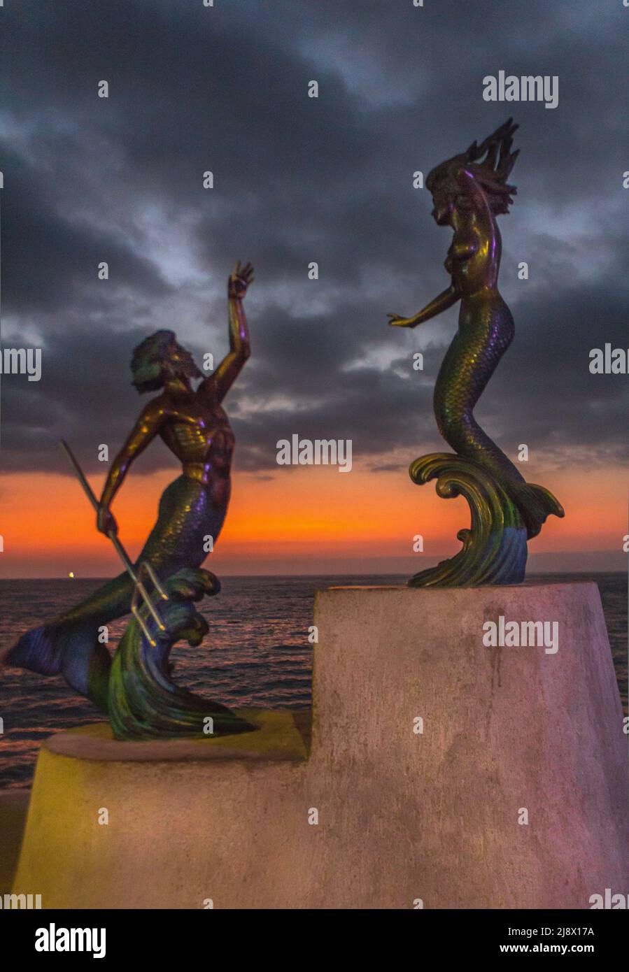 Neptune and the mermaid, Puerto Vallarta, Mexico Stock Photo - Alamy