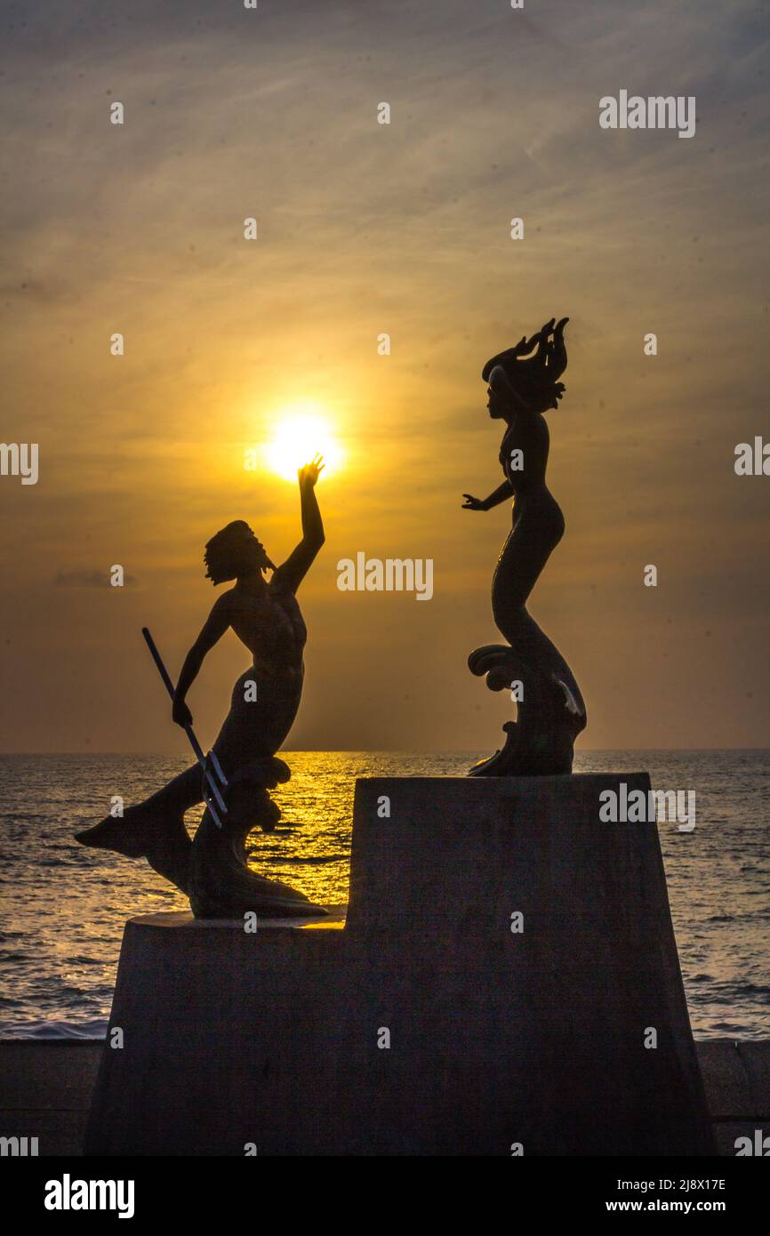 Neptune and the mermaid, Puerto Vallarta, Mexico Stock Photo - Alamy
