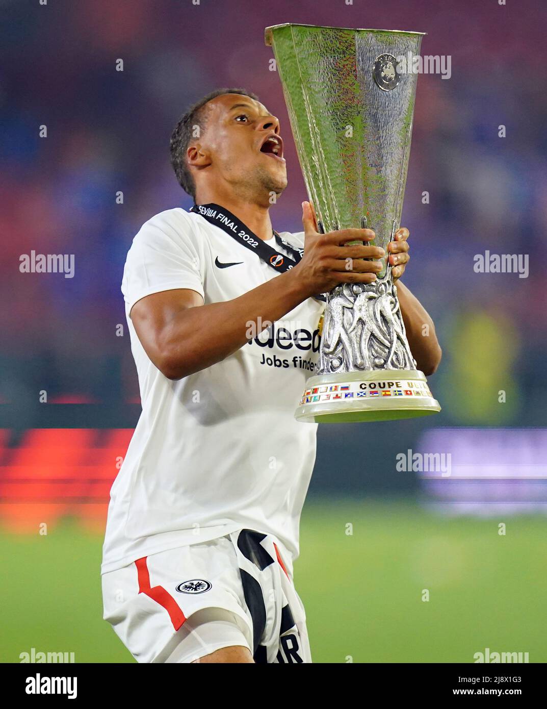Eintracht Frankfurt's Timothy Chandler celebrates with the trophy ...