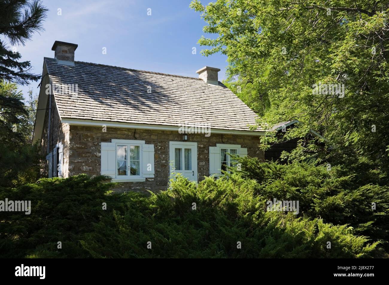Old circa 1832 Canadiana cottage style fieldstone home with cedar wood ...